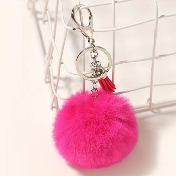 Accessories | Pink Fluffy Ball Tassel Bag Charm Brand New Spice Up Your ...